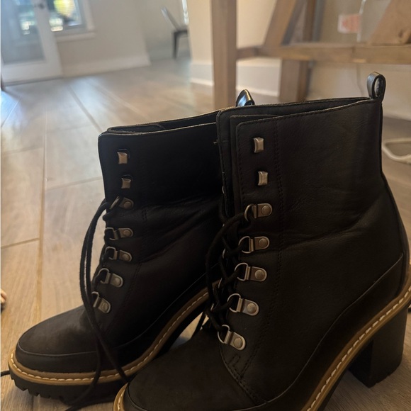 Target | Shoes | Target Black Laceup Boots With Chunky Heel | Poshmark